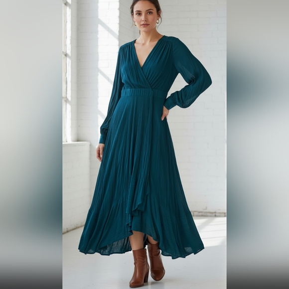 Anthropologie | Dresses | Anthropologie Assymetrical Teal Wrap Dress ...